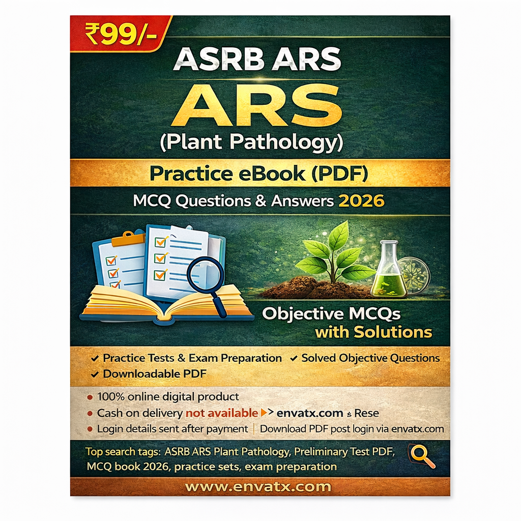 ASRB ARS Plant Pathology Preliminary Exam 2026 Practice Set PDF English ...