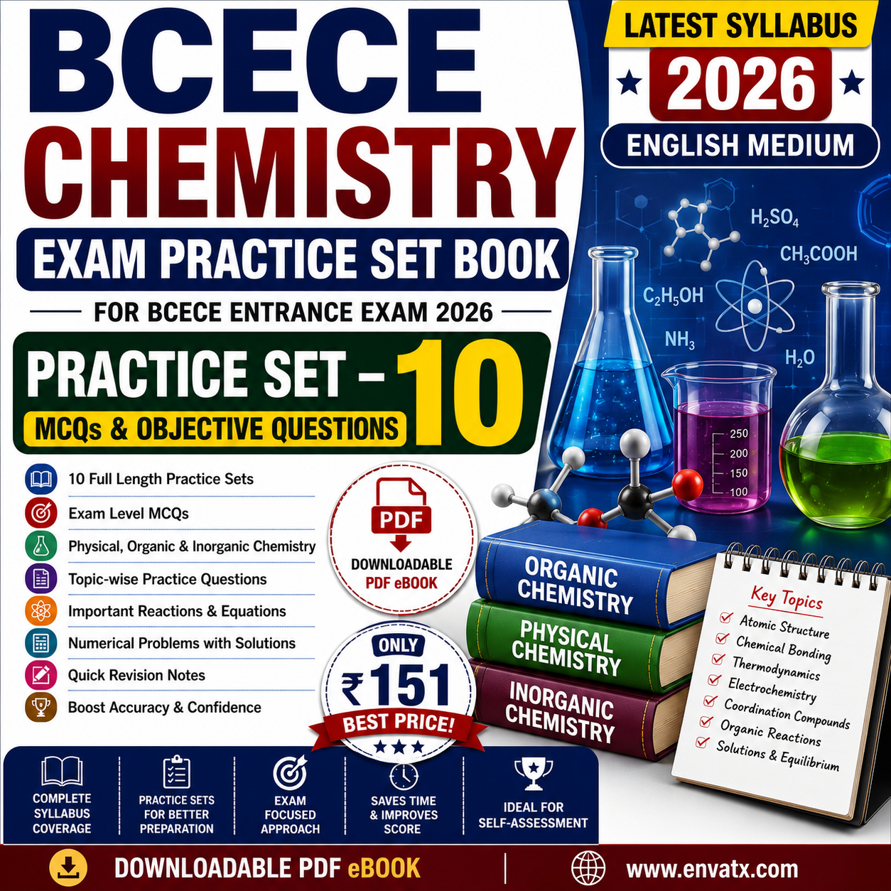 BCECE Chemistry Exam Practice Set Book in English 2026 – MCQs ...
